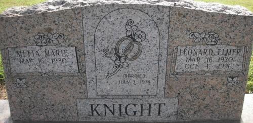 Knight, Leonard Elmer & Metta Marie | City of Grove Oklahoma